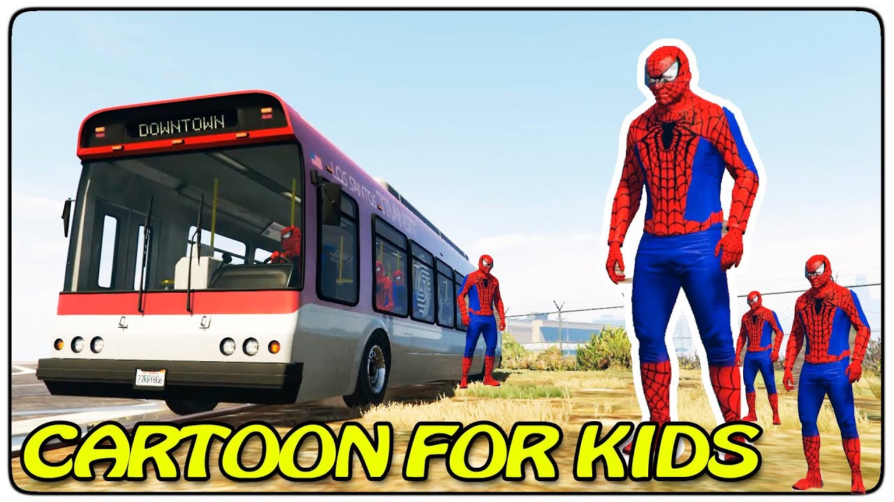Spiderman Color BUS! 3D #Cartoon for Kids! Nursery #Rhymes Songs for ...