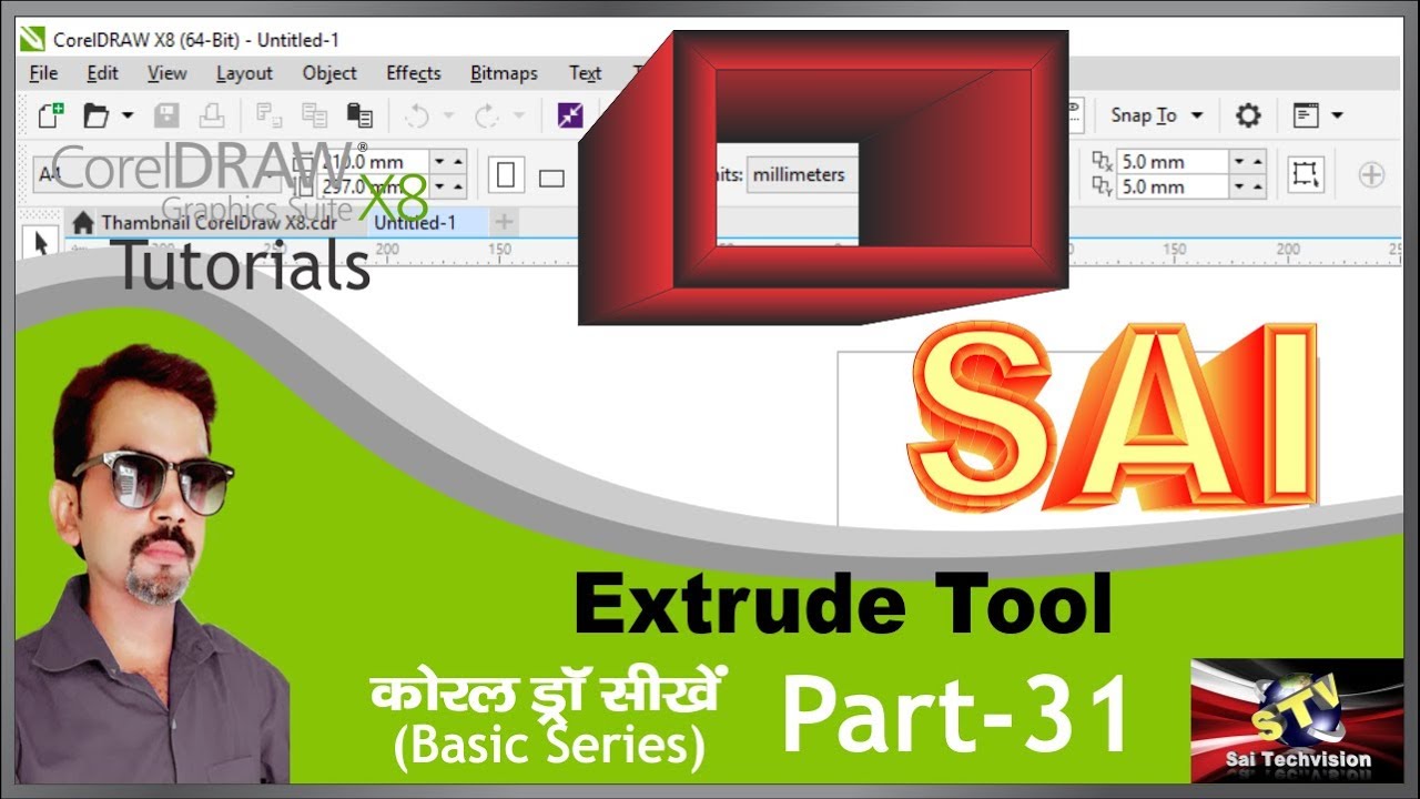 How To Use Extrude Tool In CorelDraw X8 In Hindi Basic Series Part 31 How To Use Extrude Tool In CorelDraw X8 In Hindi Basic Series Part 31