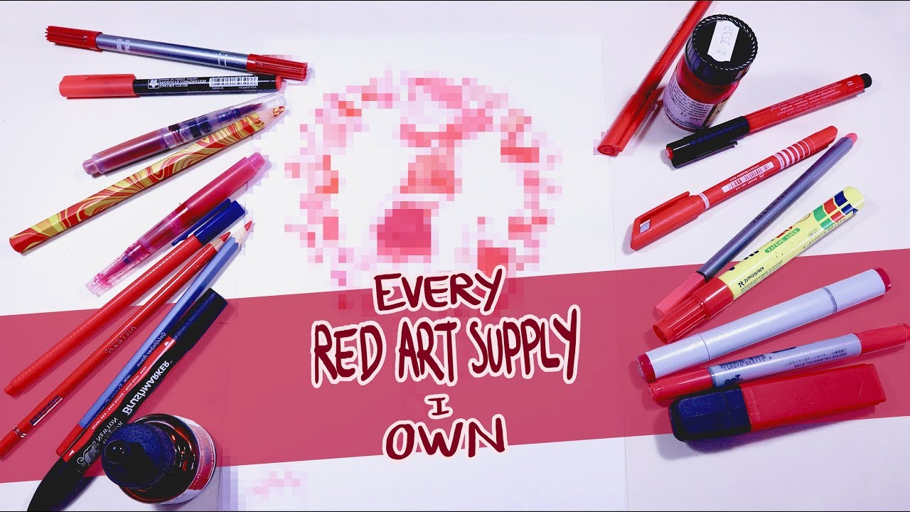 Using EVERY RED ART SUPPLY I OWN!! - YouTube