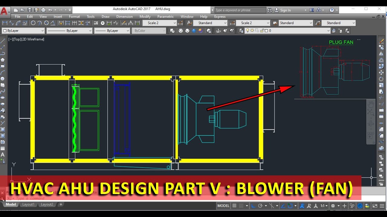 AUTOCAD TUTORIAL : HVAC AHU DESIGN PART V - BLOWER (SUPPLY FAN) - YouTube