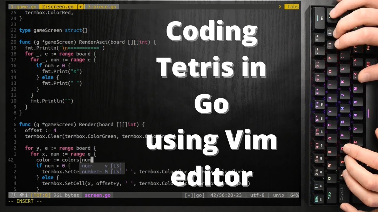 Asmr Coding A Tetris Game Golang Programming No Talking Youtube