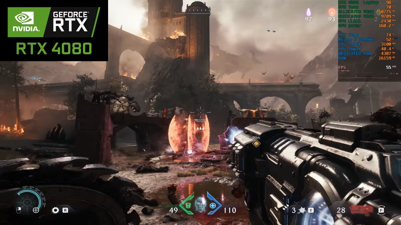 Doom The Dark Ages - RTX 4080 Laptop - Ultra Nightmare Settings - DLSS4 ...