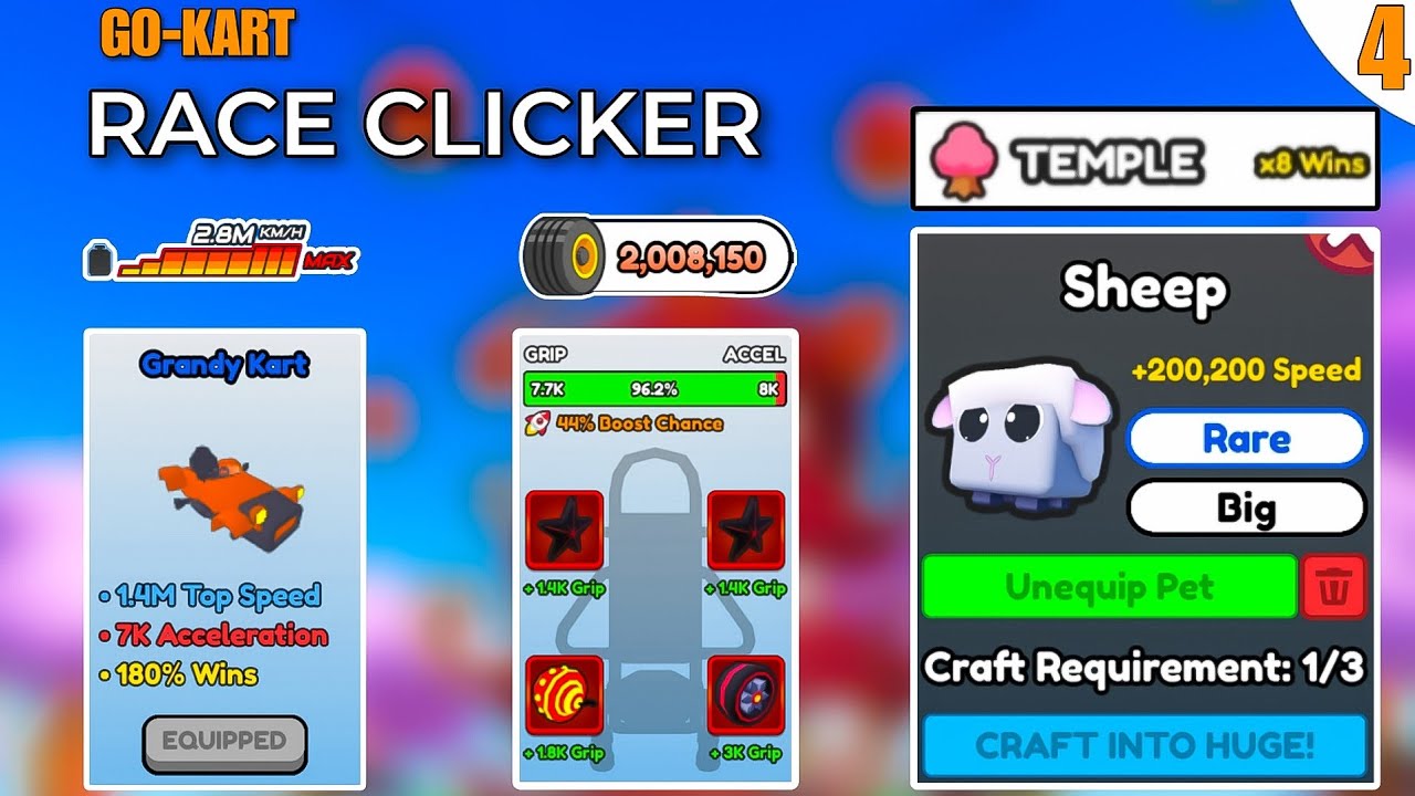 TEMPLE WORLD | GRANDY KART | SHEEP - GO KART RACE CLICKER #4 - YouTube