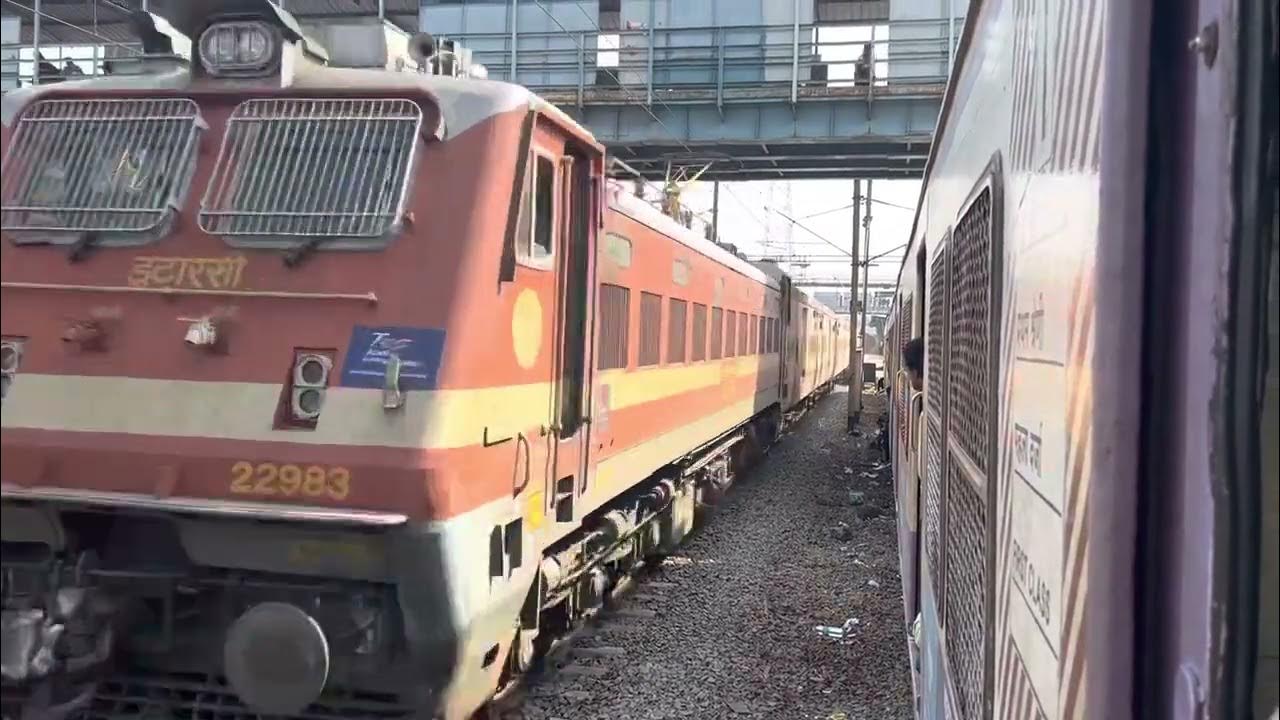 LHB vs ICF crossing : Paschim Express crossing Suryanagri Express at Virar. - YouTube