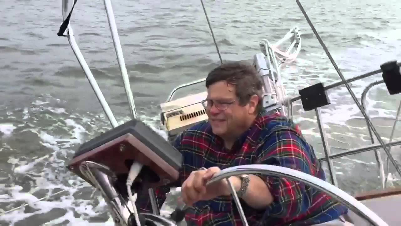 Alberg 29 sailing on a windy day - YouTube