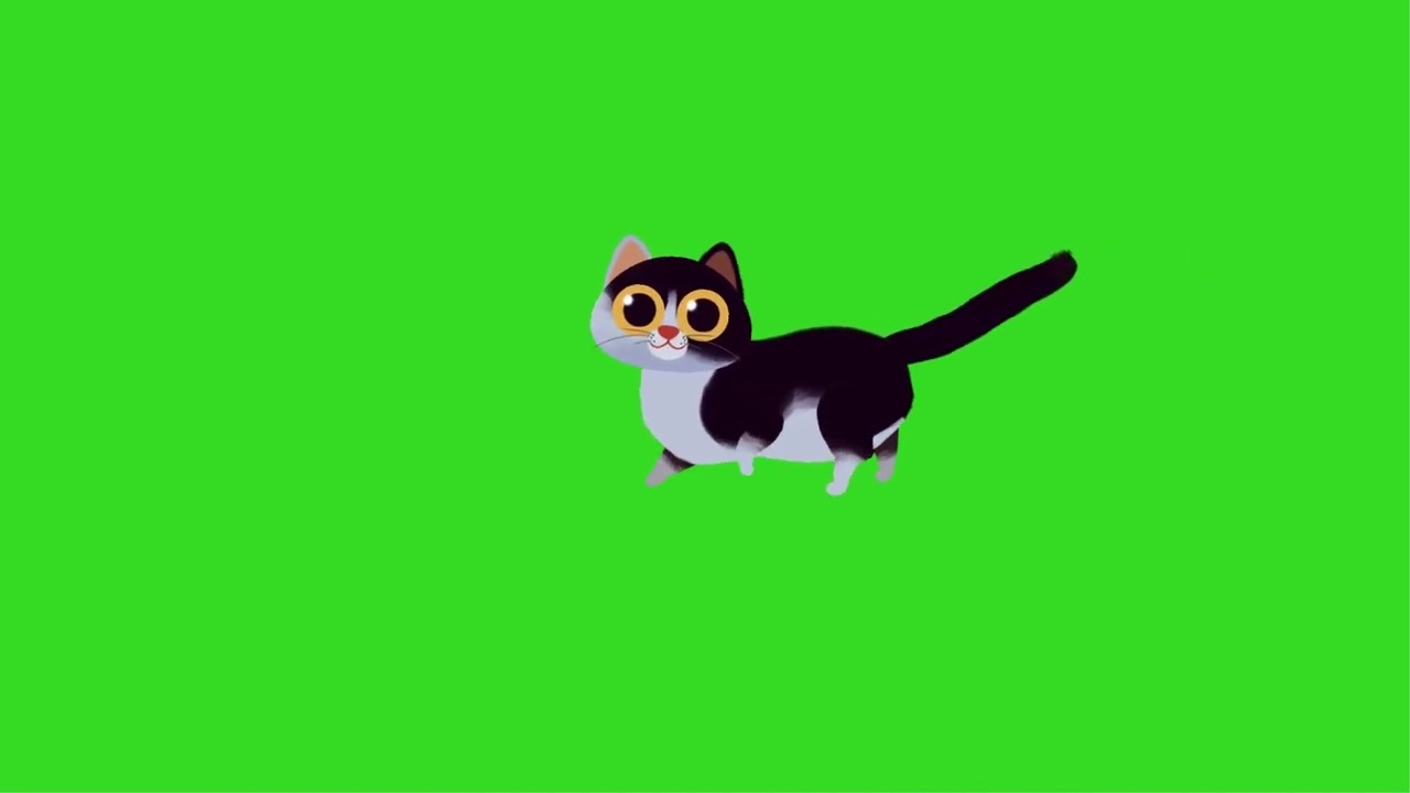 free green screen cute cat walking cartoon animation - YouTube