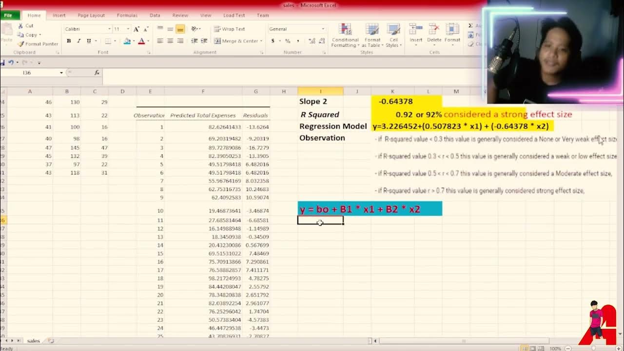 Multiple Regression Model using Excel - YouTube
