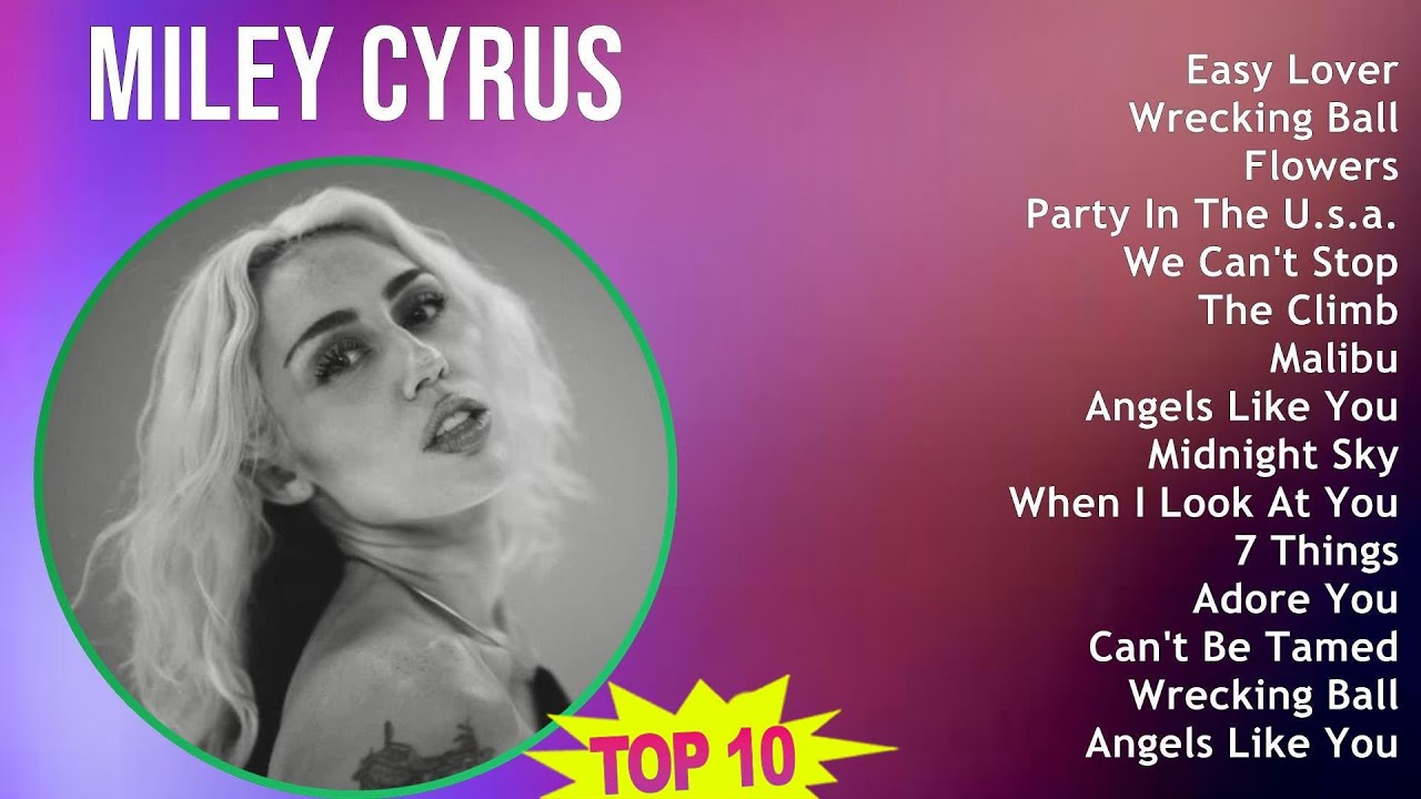 Miley Cyrus 2025 MIX The Very Best - Easy Lover, Wrecking Ball, Flowers ...