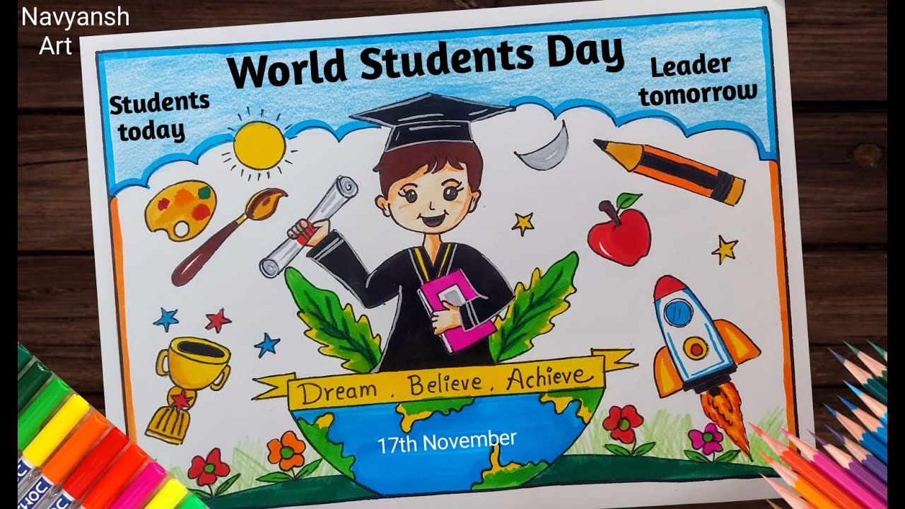 World Students Day drawing, 17 November / How to draw World Students ...