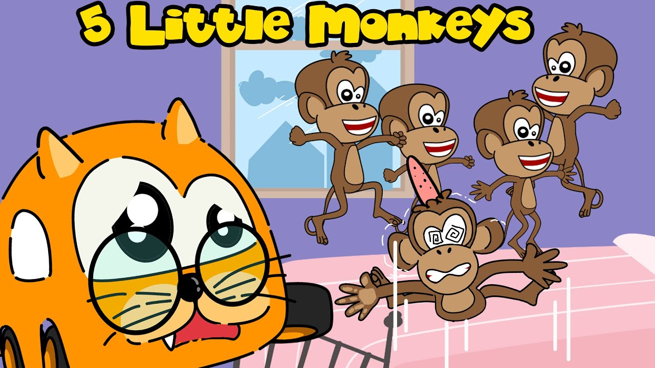 Five Little Monkeys Jumping on the Bed | Number Song | Nursery Rhymes ...