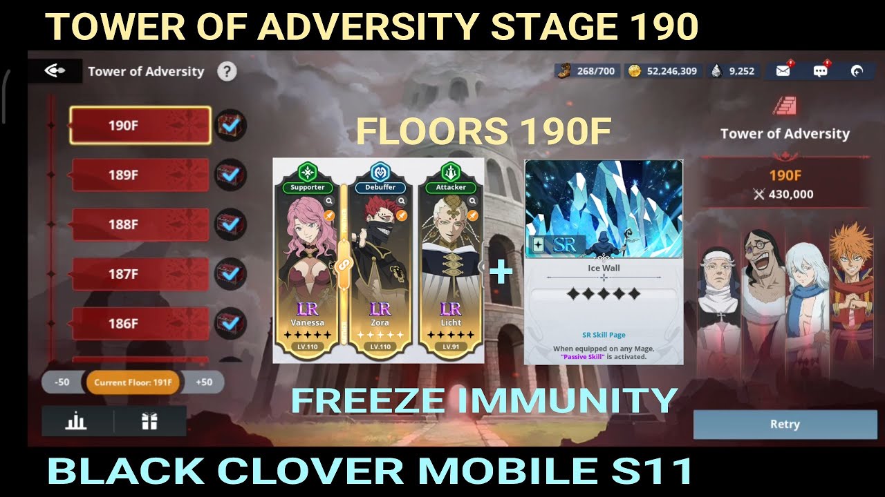 Tower of Adversity Floors 190 | Black Clover Mobile Season 11 - YouTube
