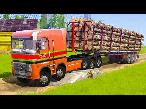 Spintires: Mudrunner | Bigger Truck Bigger Log Trailer Mud Wrestling Match