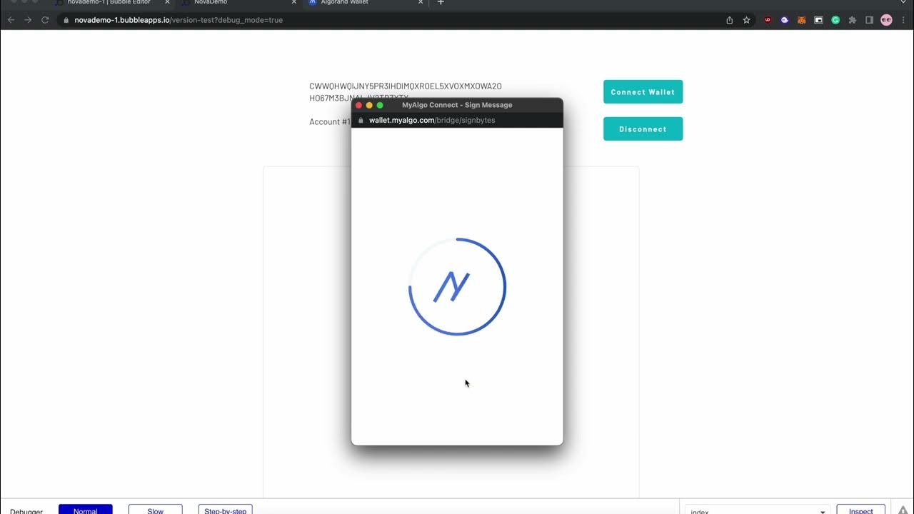 Use Algorand MyAlgo wallet SDK without code on Bubble.io - YouTube