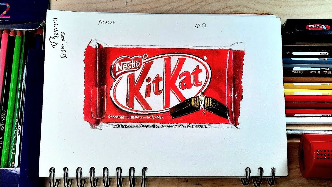 drawing chocolate (Kit Kat)with colorpencil - YouTube