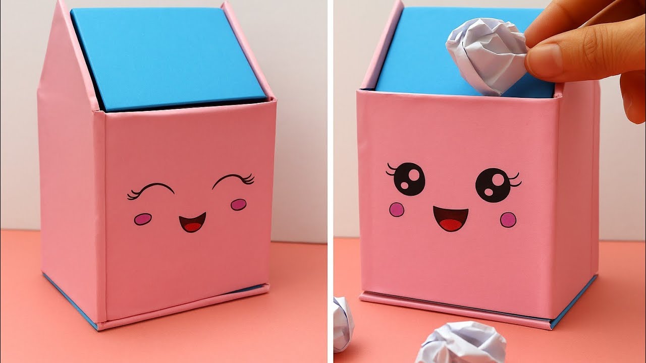 Mini Trash Bin Making with Cardboard | Easy DIY Dustbin for Kids & Home ...