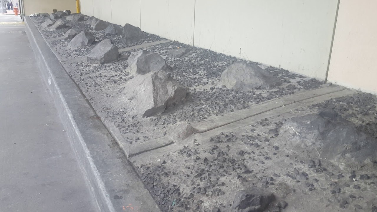 Hostile architecture, anti-homeless spikes. - YouTube