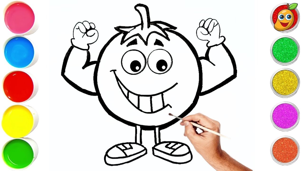 Tomato Drawing Easy Step By Step For Kids || Lal Tamatar Babe Mazedar ...