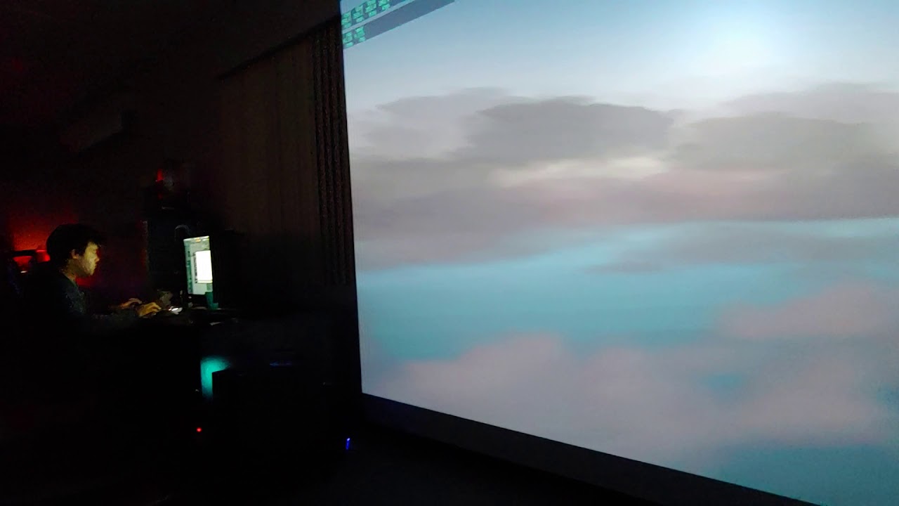 Epic gaming 30 x 10 foot projector screen P-51 flight sim - YouTube