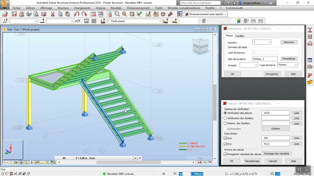 TUT0-ROBOT STRUCTURAL ANALYSIS: MODELISATION D'UN ESCALIER METALLIQUE ...