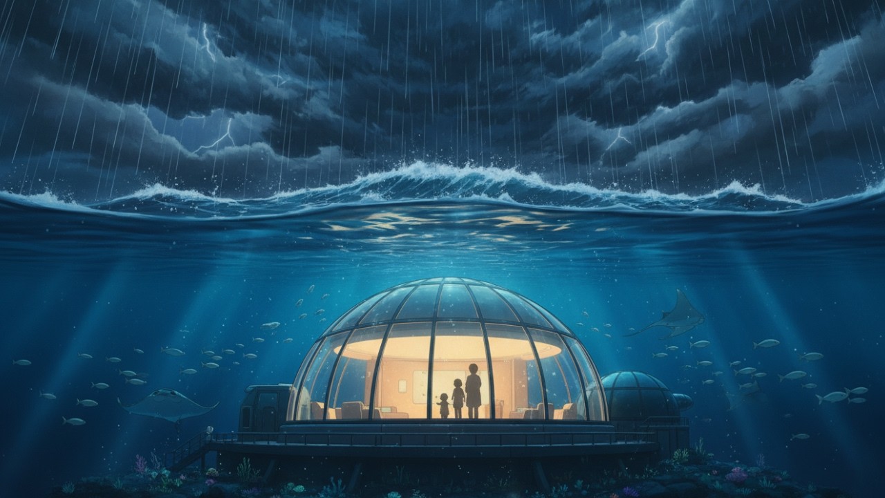 Living Under the Ocean During a Heavy Storm | Cozy Rain & Underwater ...