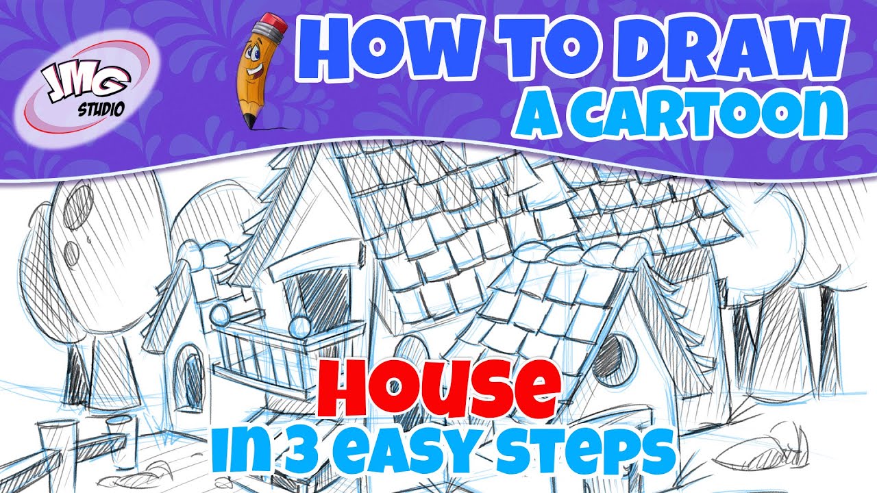 How to draw a cute cartoon house in 7 easy steps - YouTube