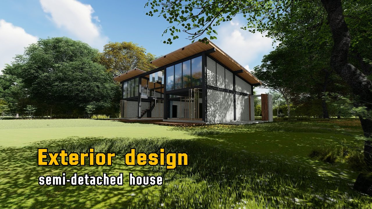 3D house animation exterior design semi-detached house - YouTube