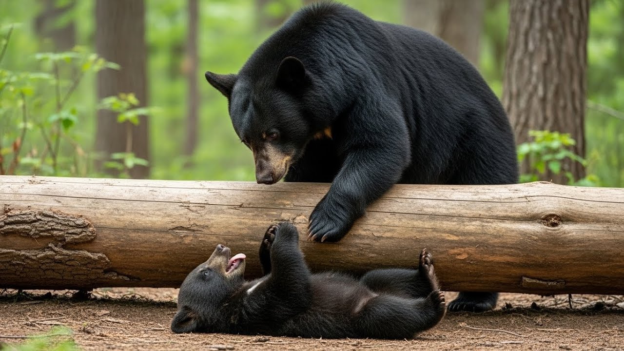 A Black Brown Bear cub crying for help under a huge tree,days later ...