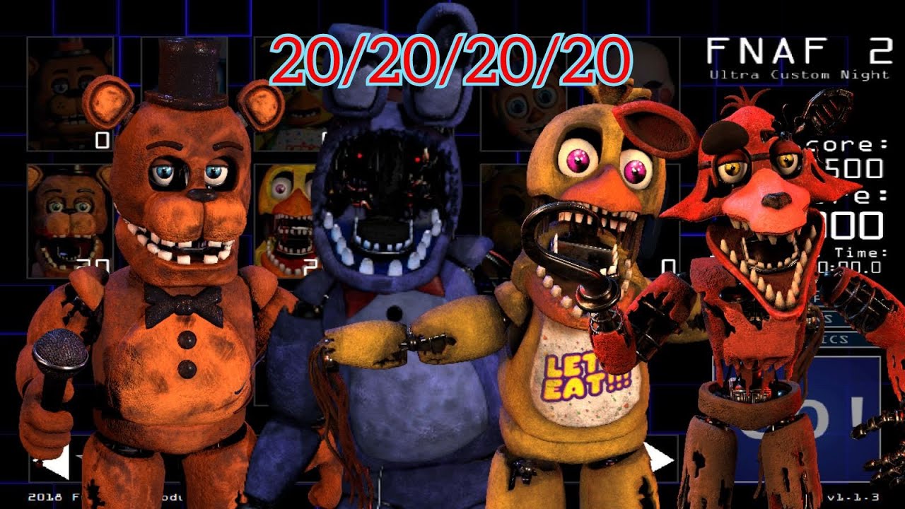 FNaF 2 Ultra Custom Night - 20/20/20/20 Complete - YouTube