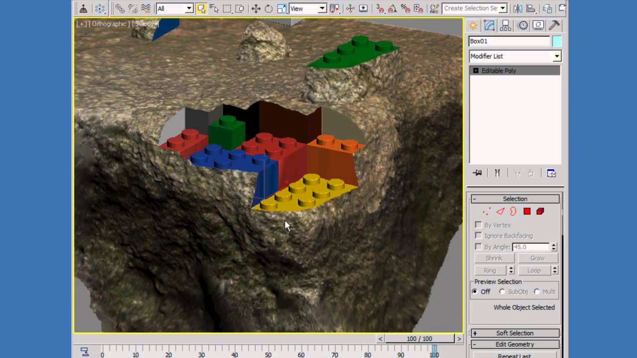 A sandstone block built from lego, blending real objects with 3d prints ...