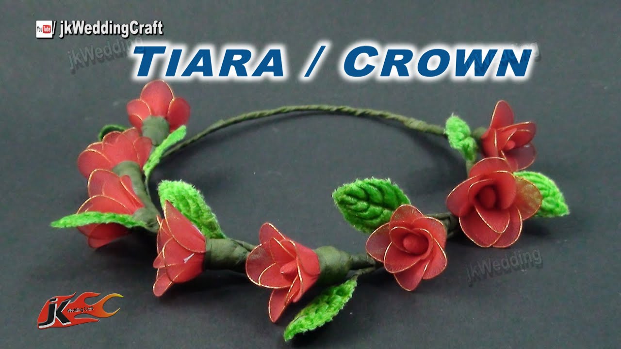 DIY How to make a Stocking flower Crown / Tiara | JK Wedding Craft 098 ...