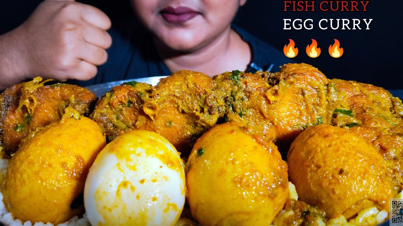 EATING FISH CURRY WITH RICE|| EATING EGG CURRY WITH RICE|| EATING SHOW ...
