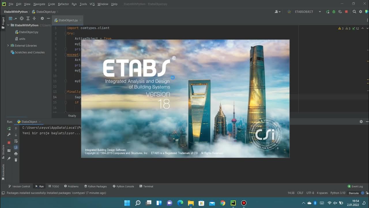 Etabs API ile Python kullanarak Yeni bir Etabs modeli oluşturmak - YouTube