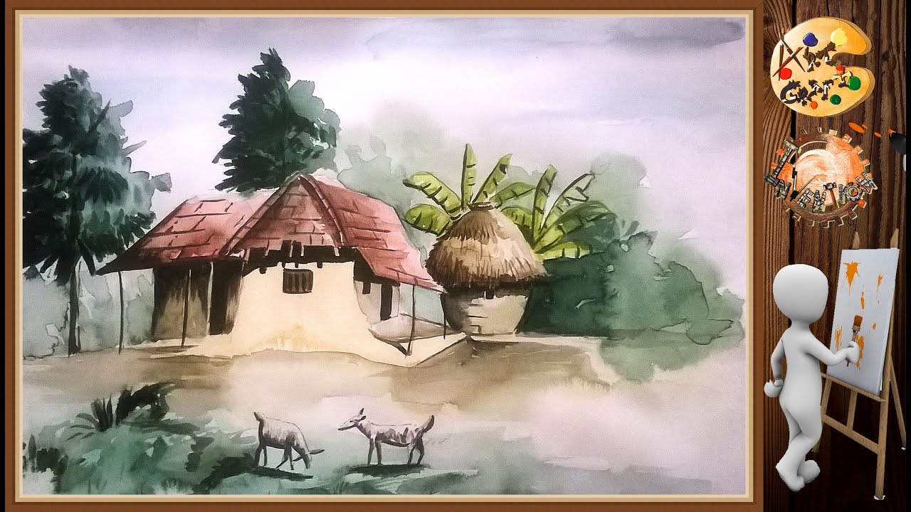 How to make slums scenery with artist water colour for beginners. By ...