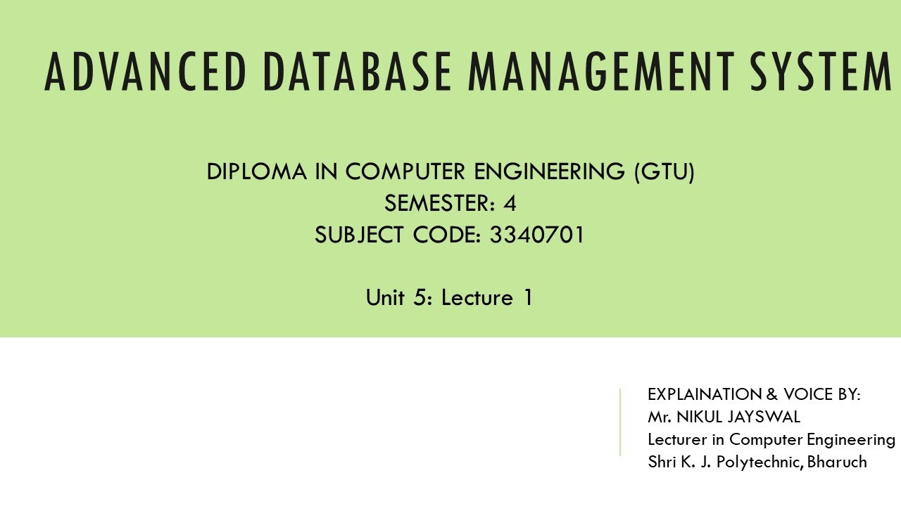 ADBMS: Unit 5: Lecture 1: A concept of transaction, Transaction state ...