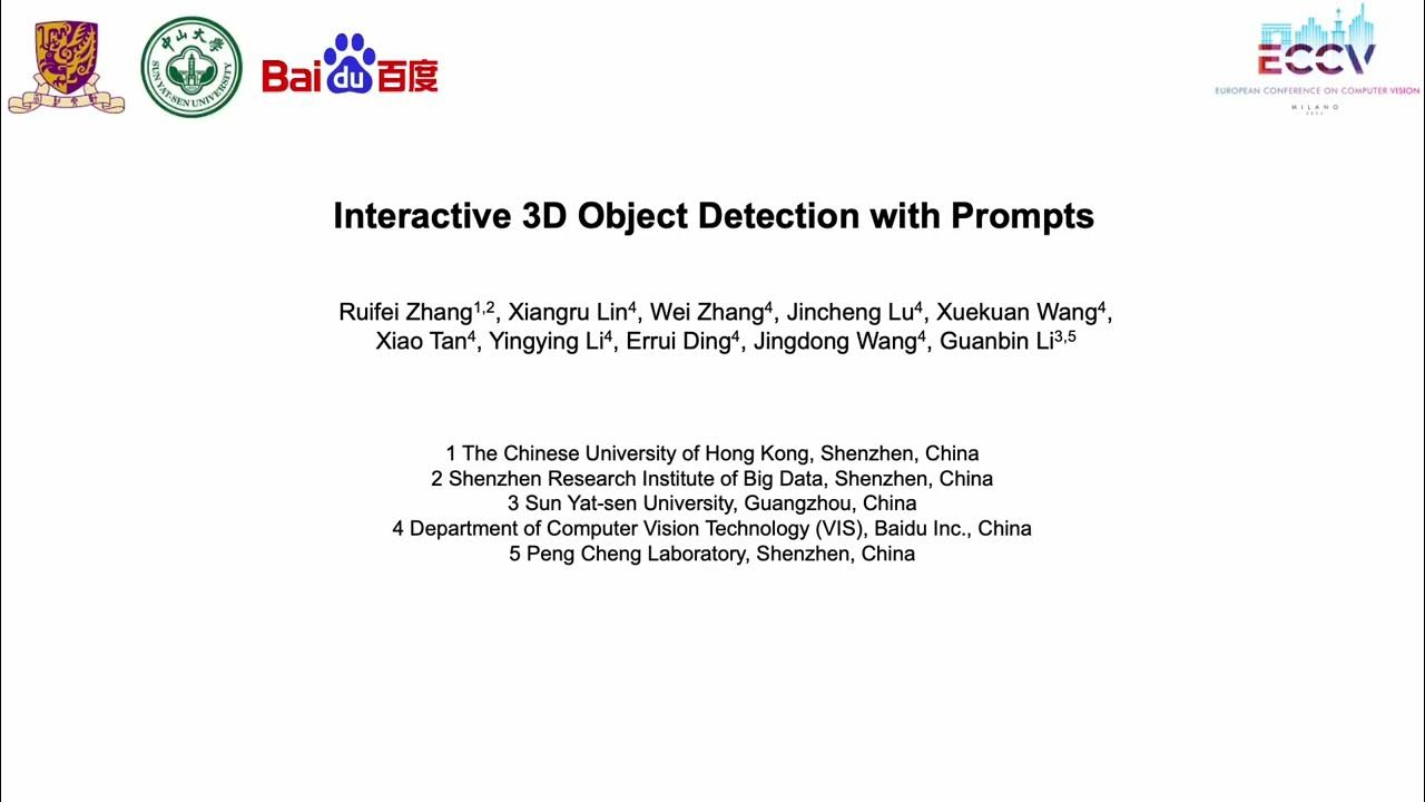 ECCV 2024: Interactive 3D Object Detection with Prompts - YouTube