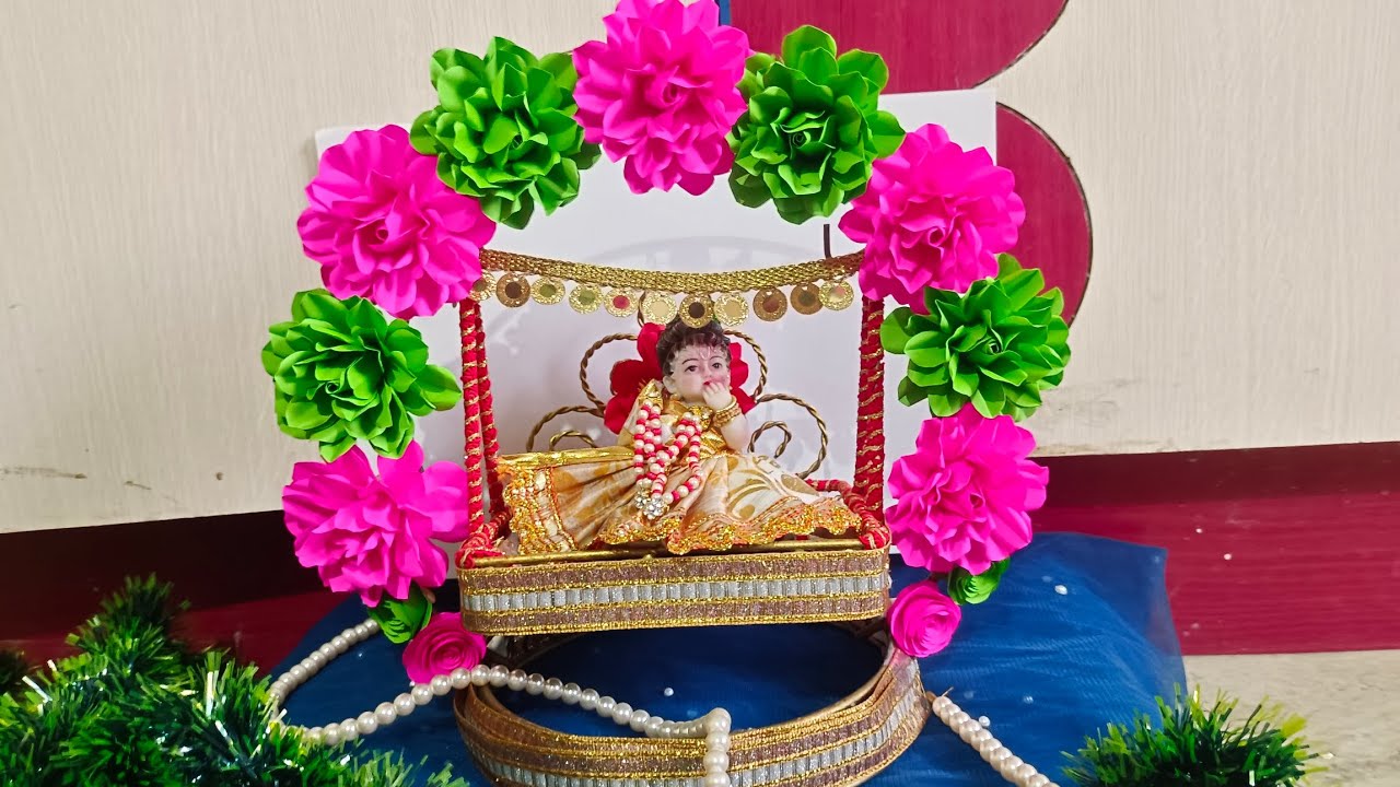 Diy Krishna jhula decoration 2023 | how to make jhula for Balgopal at ...
