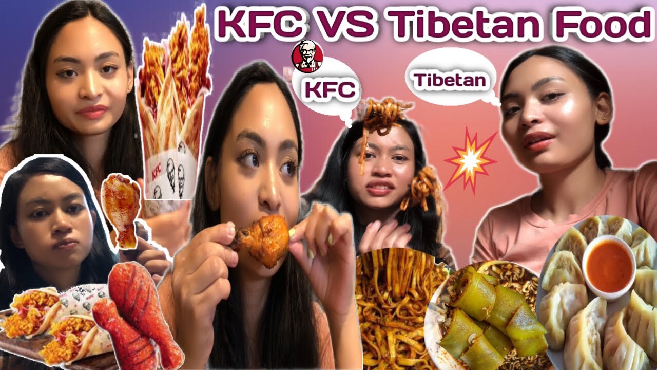 kfc new double chicken roll + kfc smoky hot wings 🆚 tibetan keema ...