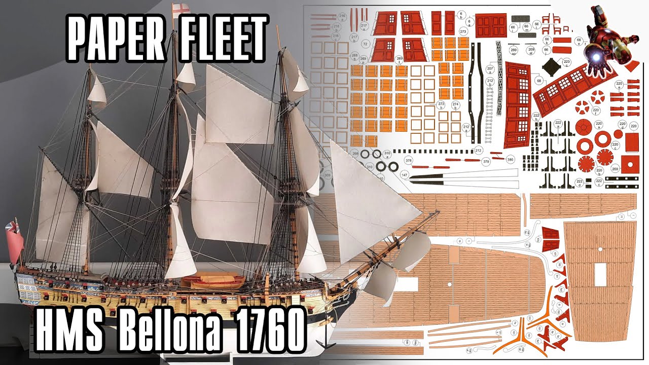The HMS BELLONA 1760 paper ship model, scale 1/96 * PAPER FLEET * SUPER ...