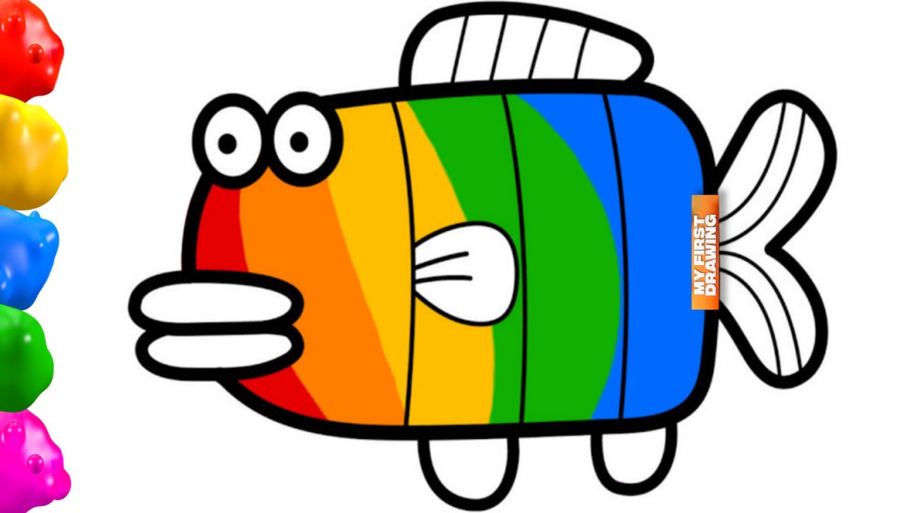 Draw funny Fish easy. Learn how to draw, coloring and painting for kids ...