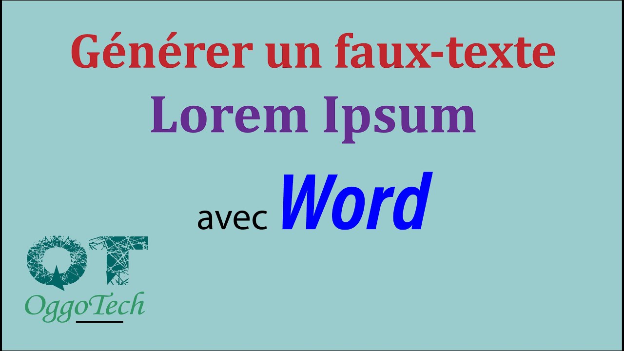 Word • Générer un faux-texte Lorem Ipsum (Texte aléatoire) - YouTube