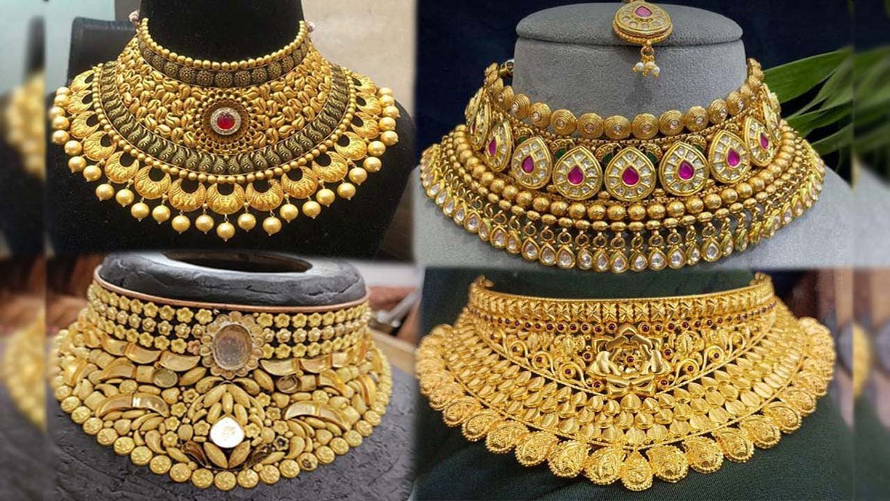 Most Beautiful 22K Gold Chokker Sets Designs | Latest Gold Bridal ...