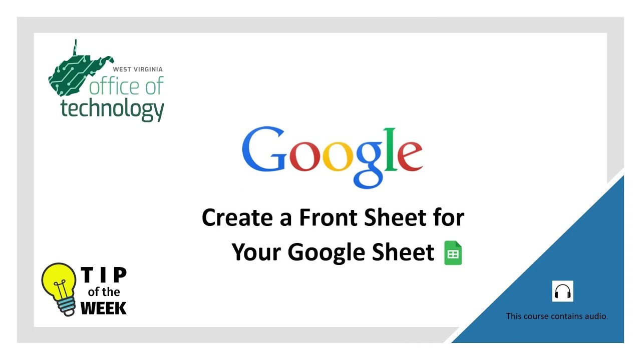 Create a Front Sheet for Your Google Sheet - YouTube