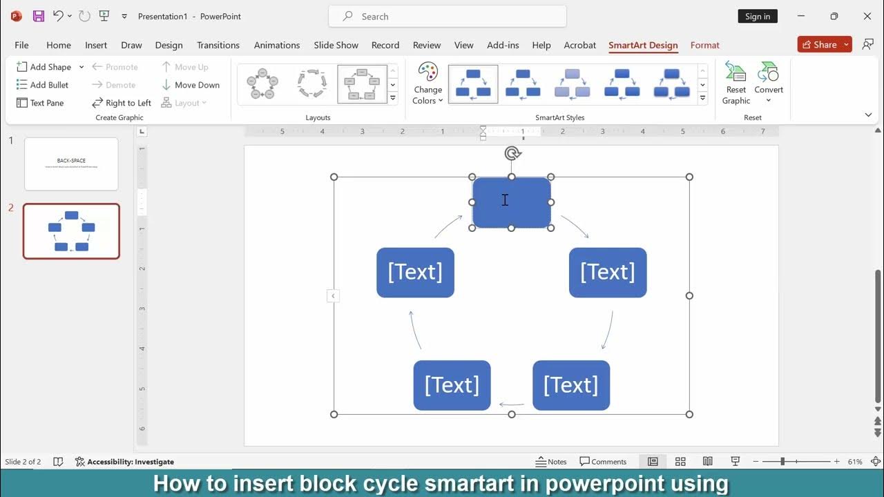 How to insert block cycle SmartArt in PowerPoint using - YouTube
