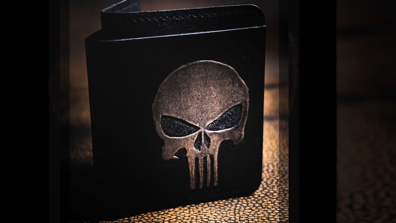 Making "Punisher" Leather wallet | Leathercraft B-roll - YouTube