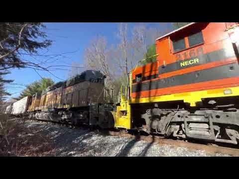 NECR 3477, NECR 3474, NECR 2168, NECR 721 on New England Central Railroad Belchertown MA - 11/7 ...