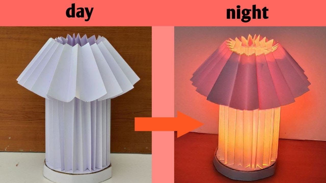 Diy A Beautiful Table Lamp. || Diy Table Lamp Using Cardboard And Paper ...