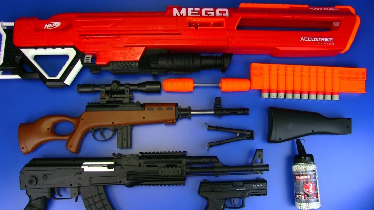 Box of Guns Toys ! NERF THUNDERHAWK & Black KALASHNIKOV GUN Toys for ...