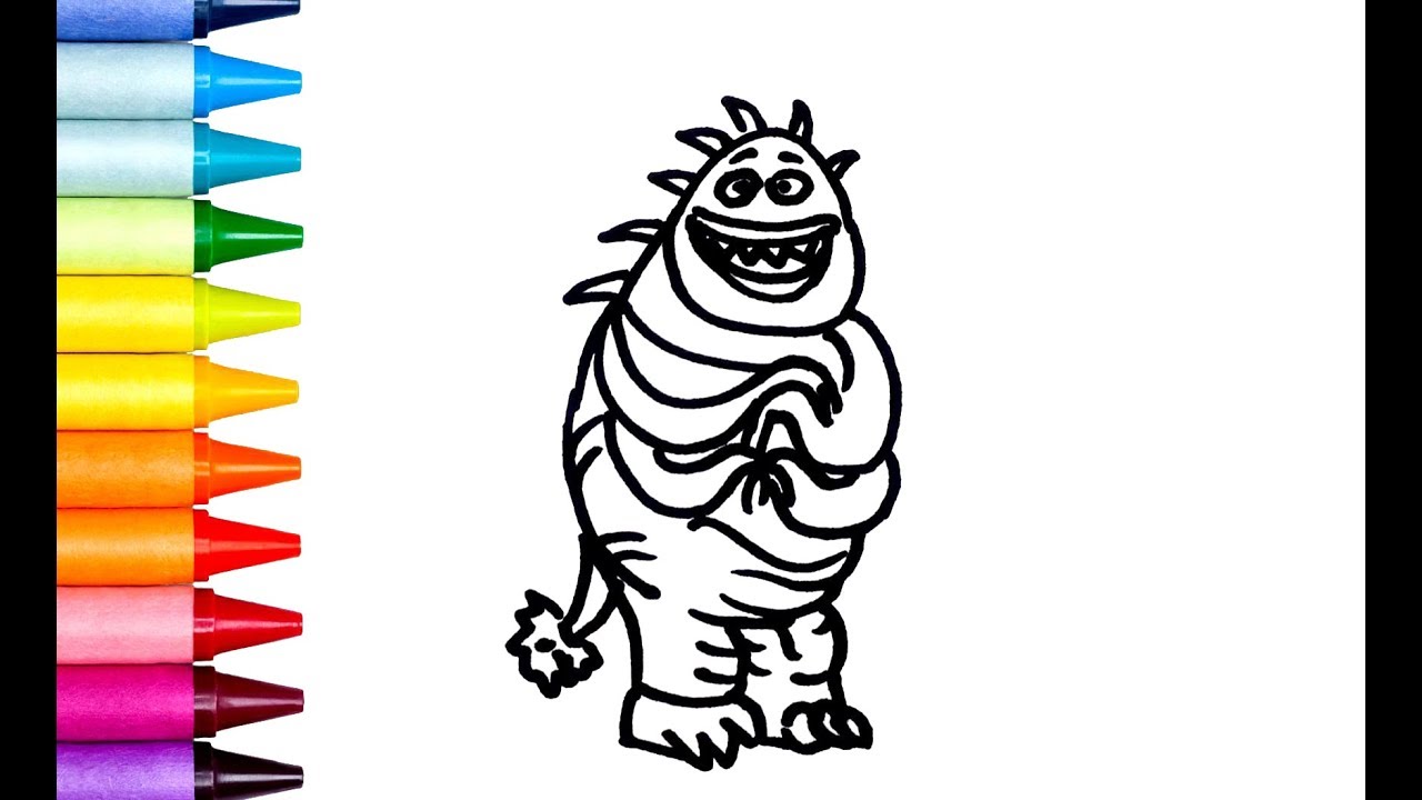 How to draw Thaddeus Bile from Monsters, Inc. with crayons - YouTube