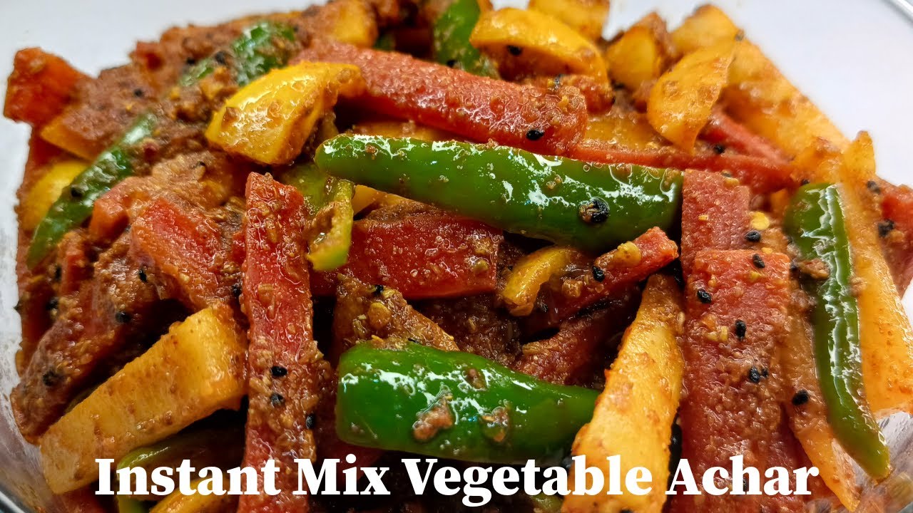 Instant Mix Vegetable Achar Recipe I mix vegetable pickle I Achar ...