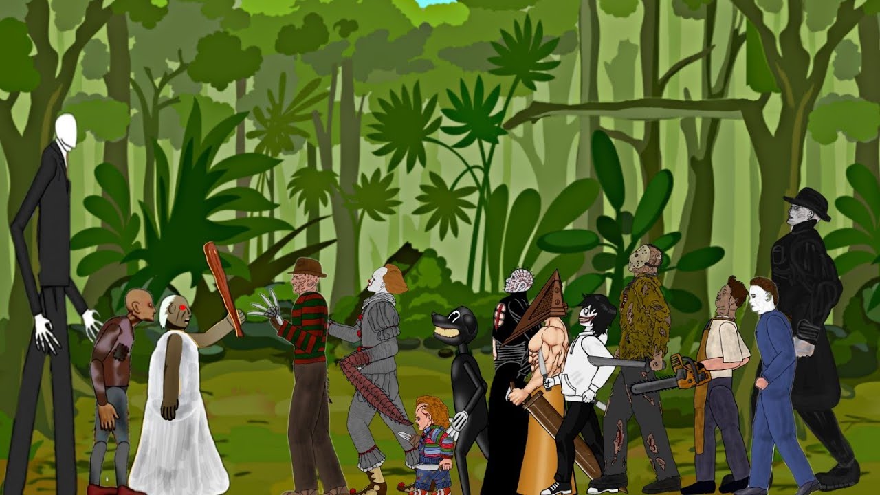 GRANNY vs GRANDPA SLENDER MAN vs Pinhead, Jason, Leatherface, Chucky ...